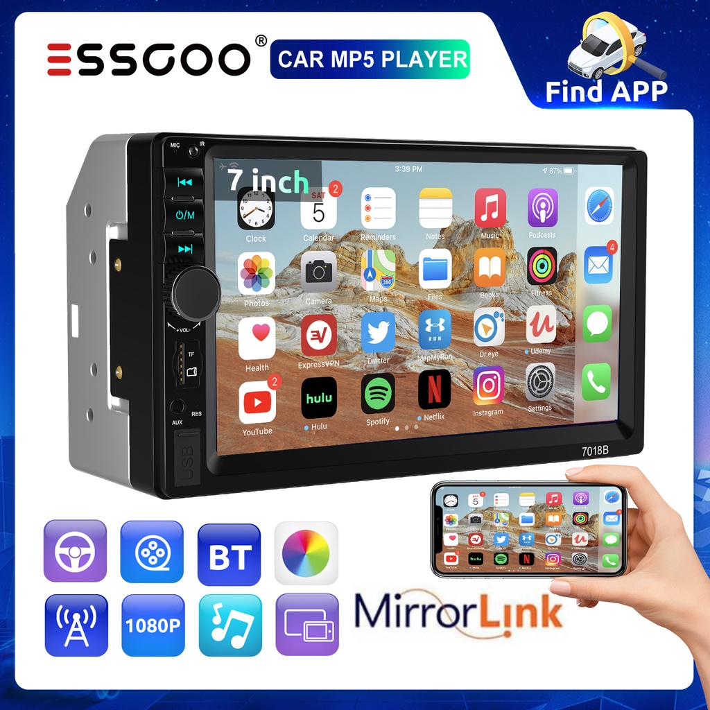 ESSGOO 【7018B】 Car Radio 7" HD Touch Screen Double 2 Din Auto MP5 ...