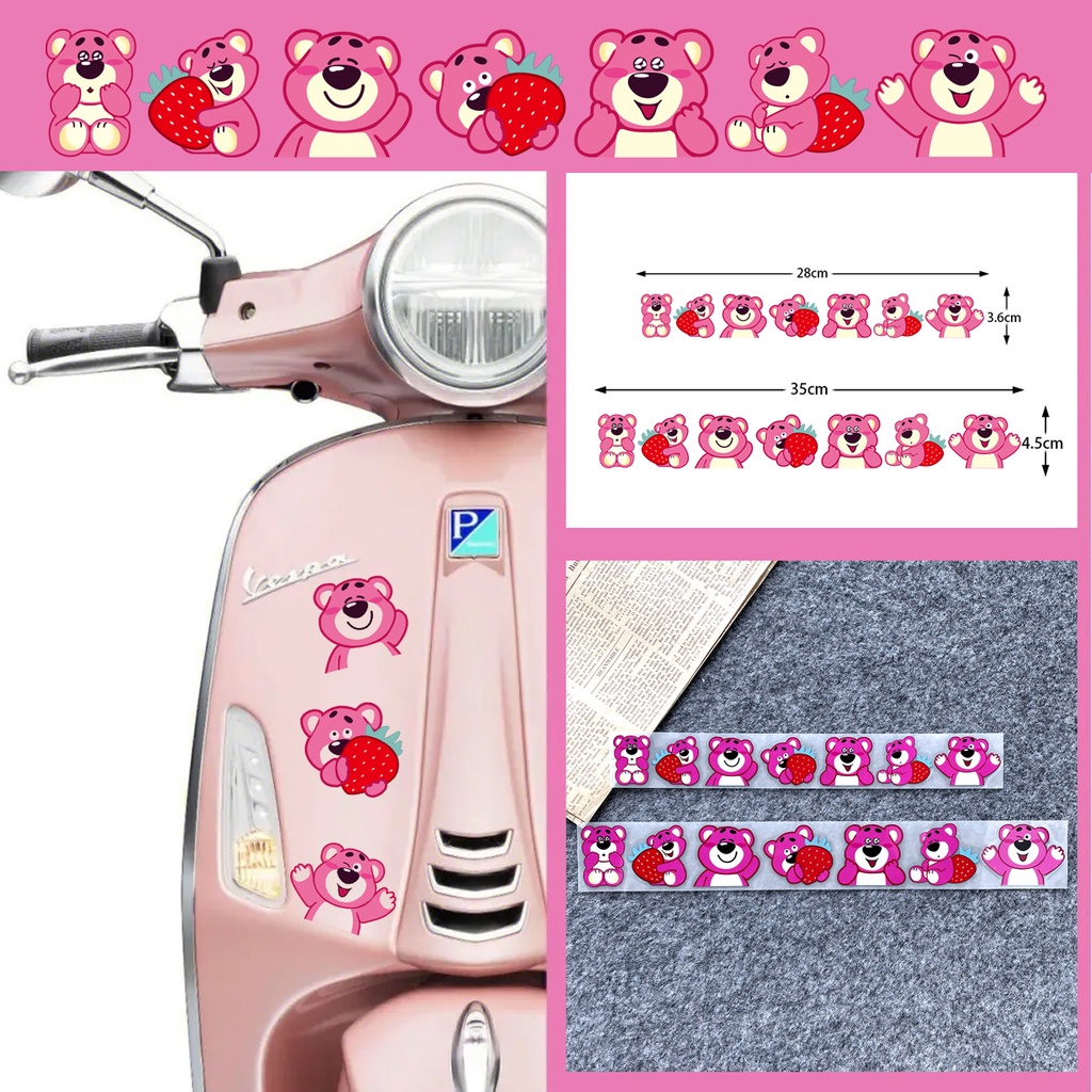 Strawberry Bear Lotso Cute Cartoon Reflective Motorcycle Decorative ...