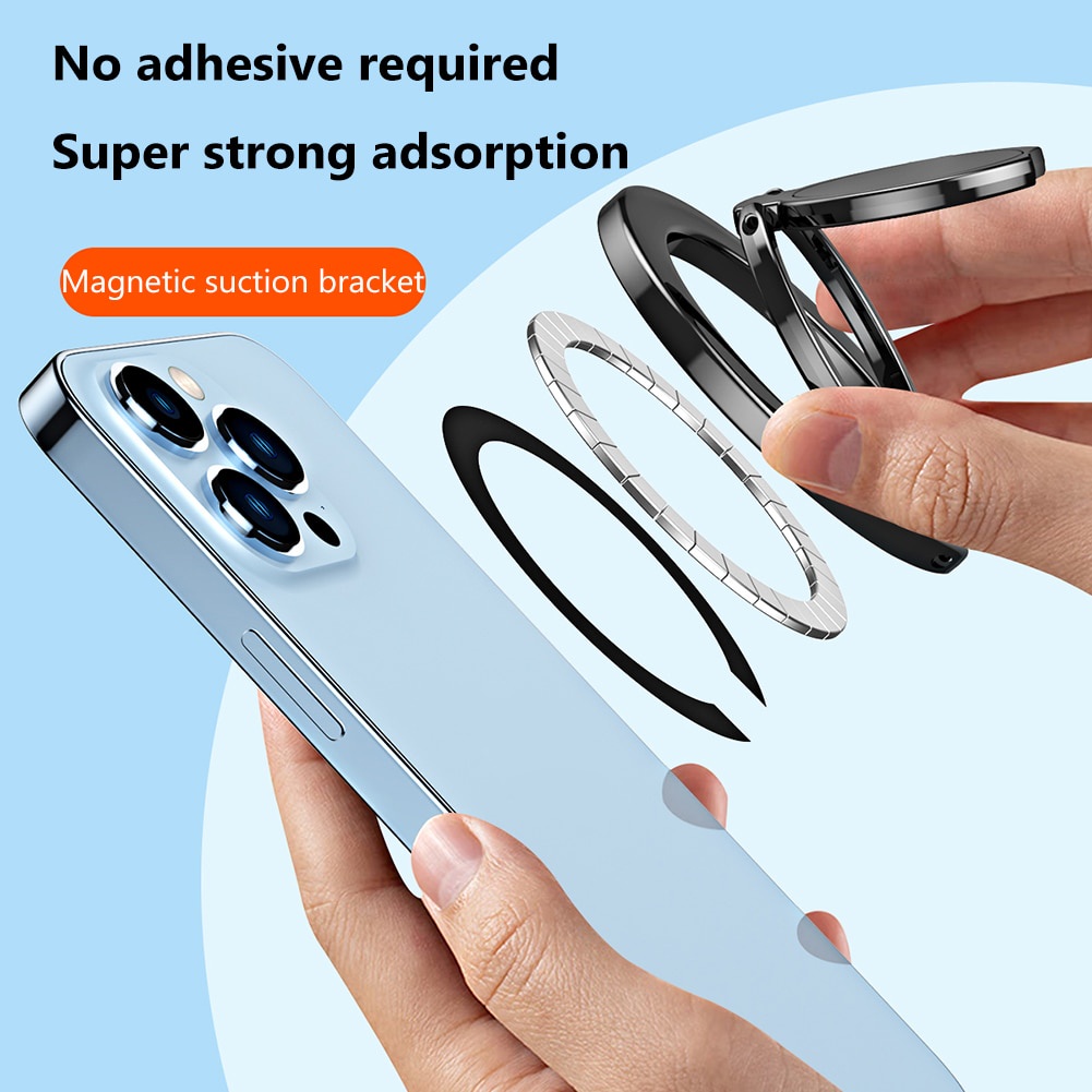 ☑Magnetic Round Bracket Double Adjustable Finger Ring Buckle Bracket ...