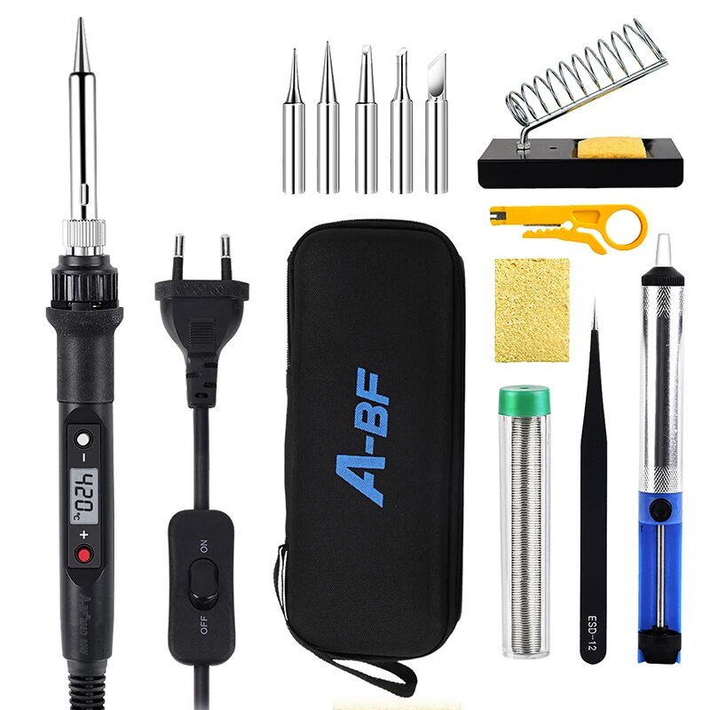 【A-BF 836D Soldering Iron Kit Set 60W Digital LCD Switch Welding Iron Temperature Adjustable ...