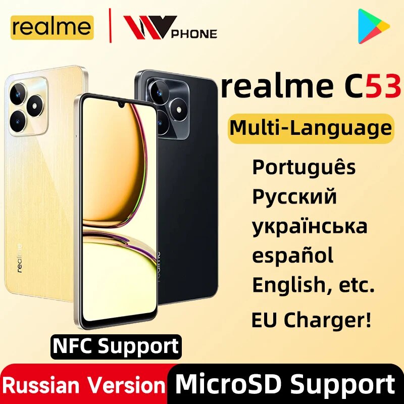 Original realme C53 6GB 128GB Octa Core Ultra Slim 33W SUPERVOOC Charge 5000mAh Battery 50MP AI ...