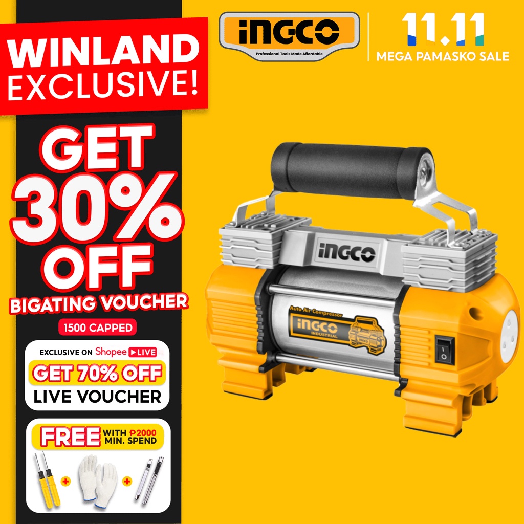 INGCO by Winland Auto Air Compressor 120 psi AAC2508 ING-PT | Shopee ...