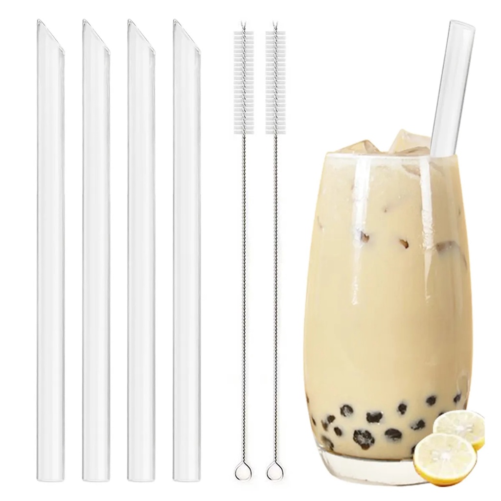 High Borosilicate Glass Straws Straight Reusable Drinking Straw Boba