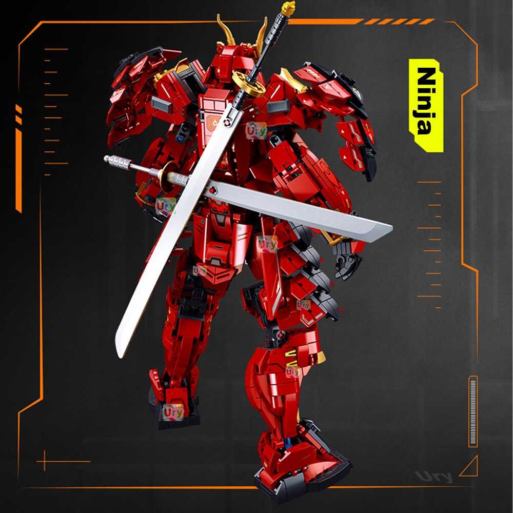 2023 Sluban Ninja Armored Red Samurai Robot Mech Classic Model DIY ...