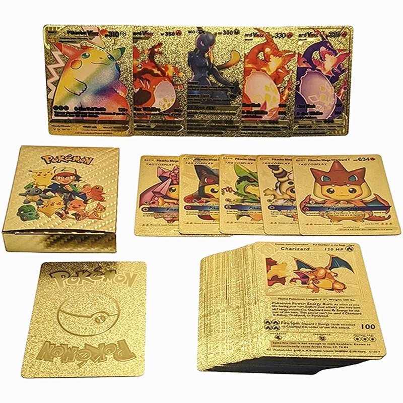 110Pcs Pokemon Gold Box Vmax GX EX English Card Charizard Pikachu Rare ...