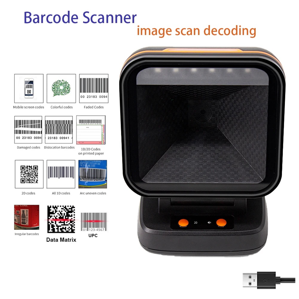 2D Barcode Scanner Gobal exposure Desktop Flat Hands-free High ...