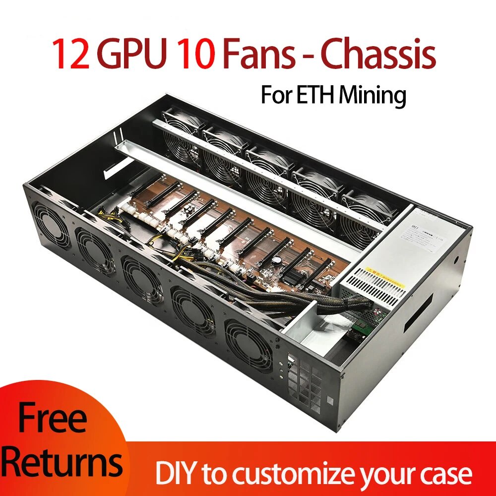 ☃Full set 12 GPU Rig 8 gpu mining case ETH Mining Rig Frame 6 GPU 8 GPU ...