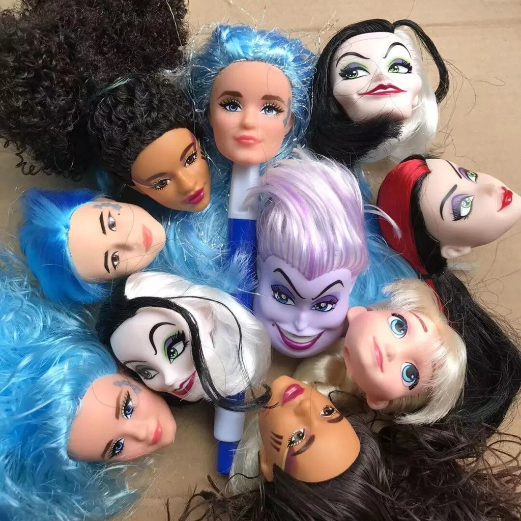 Disney Princess Doll Heads Colorful Hair Doll Parts Girl Gifts Mermaid ...