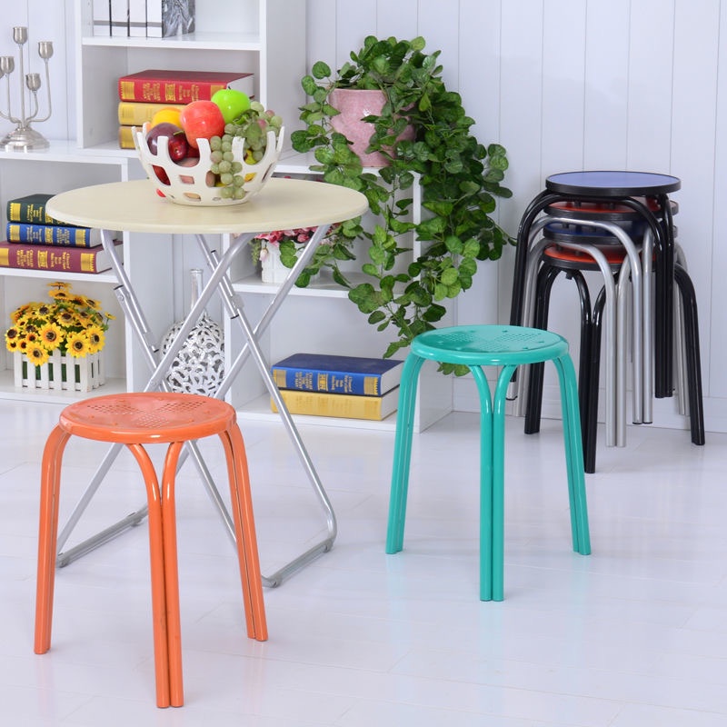 Household round stool canteen dining stool iron leg three-legged stool ...