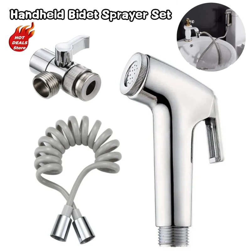 Portable Handheld Bidet Sprayer Set with 1.5M Telephone Shower Hose ...