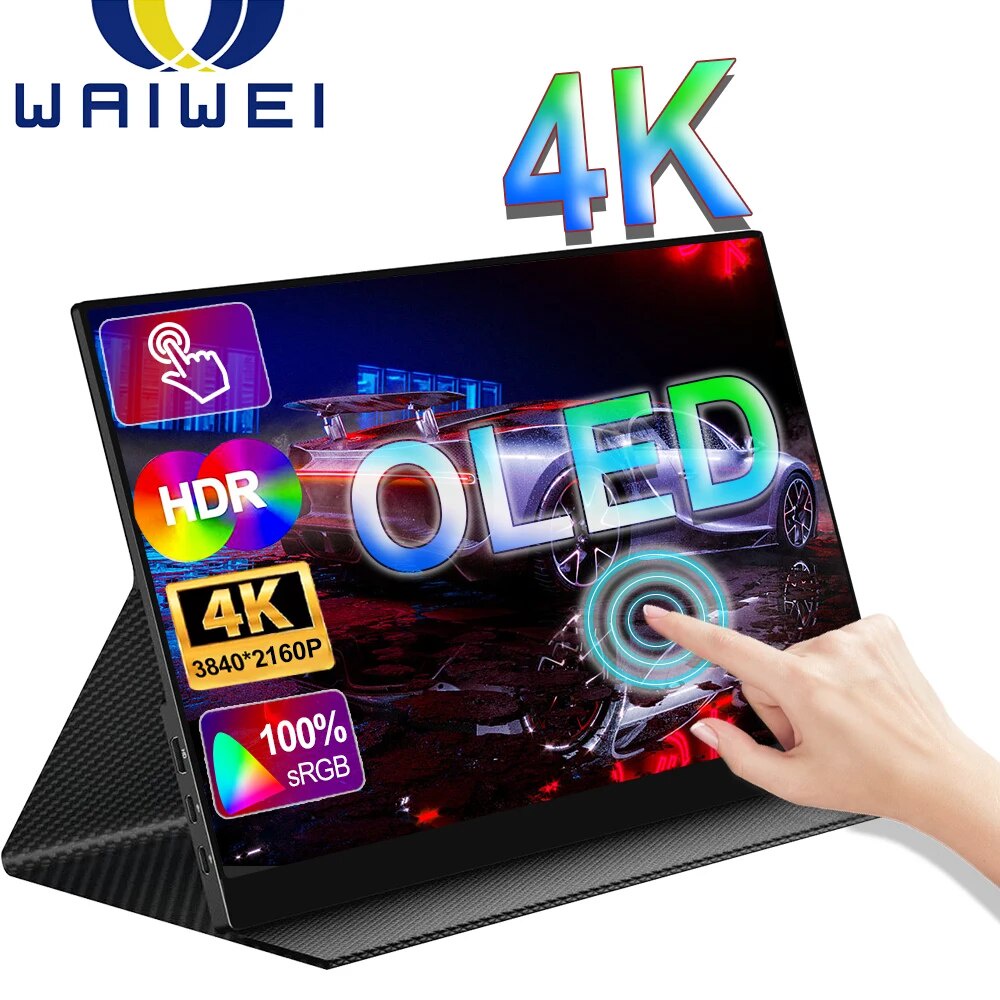 Waiwei 15.6 Inch OLED 4K Portable Monitor Touch Screen OLED Display for ...