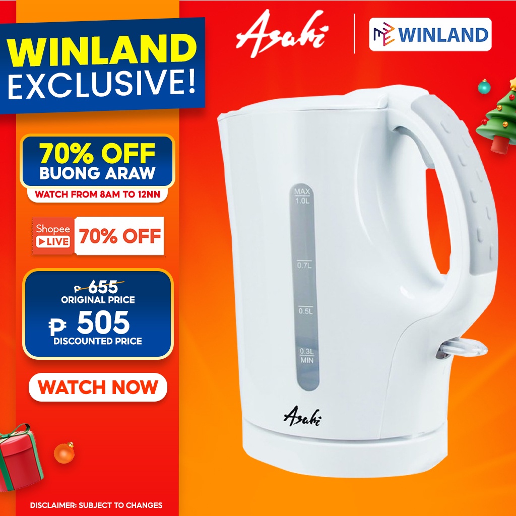 Asahi by Winland 1 Liter Electric Kettle | Water Heater w/ High Temp ...