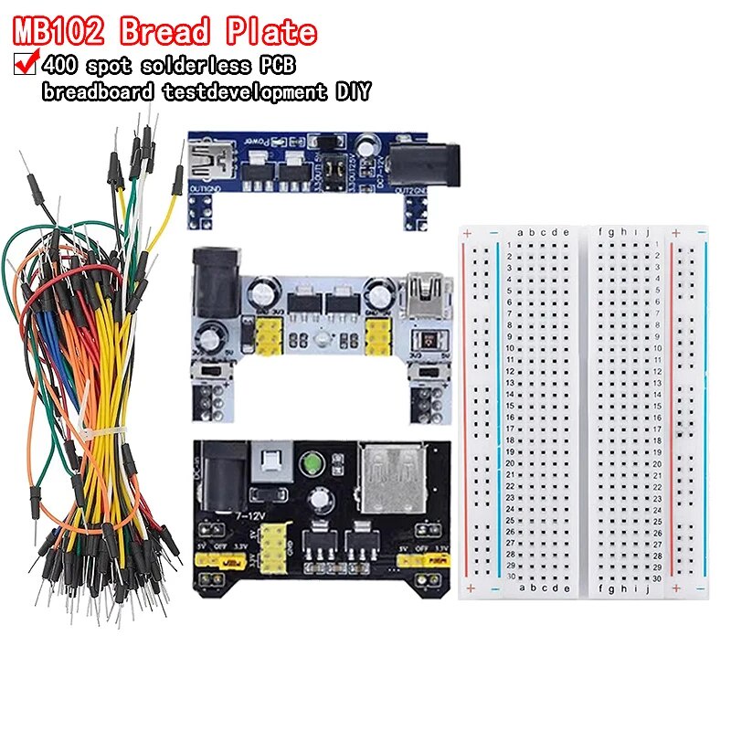3.3V/5V MB102 Breadboard power module+ 400 points Solderless Prototype ...