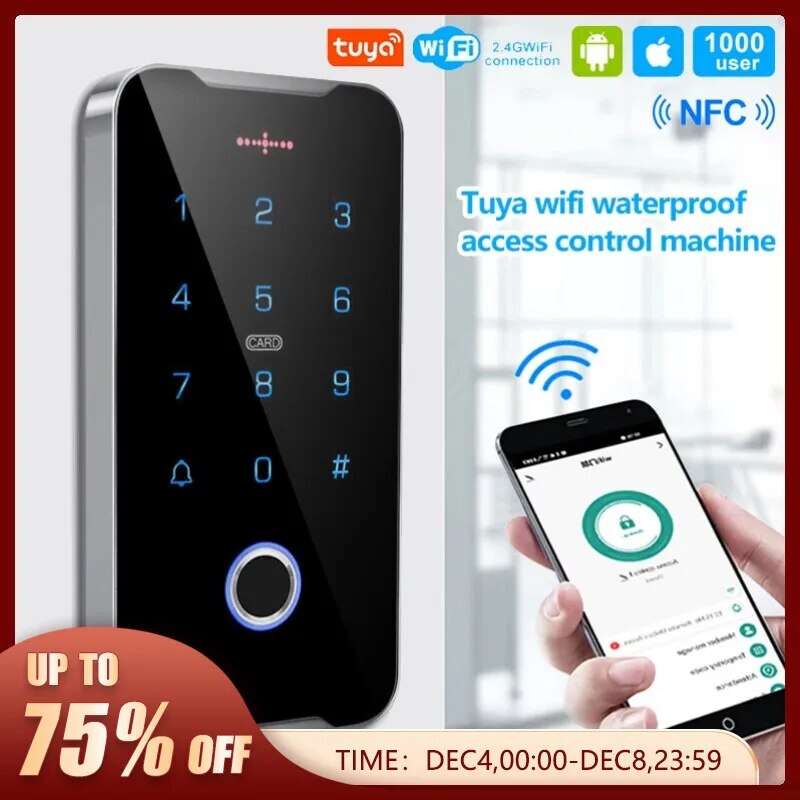 Fingerprint Door Access Control System Kit IP68 Waterproof Outdoor RFIC Access Control Keyboard ...