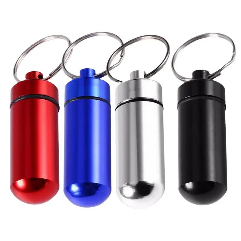 Mini Portable Metal Case Keychain Outdoor Pocket Pill Box Container ...