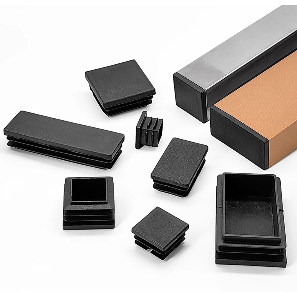Black Rectangular PE Plastic Blanking End Cap Inner Plug 15x40 ...