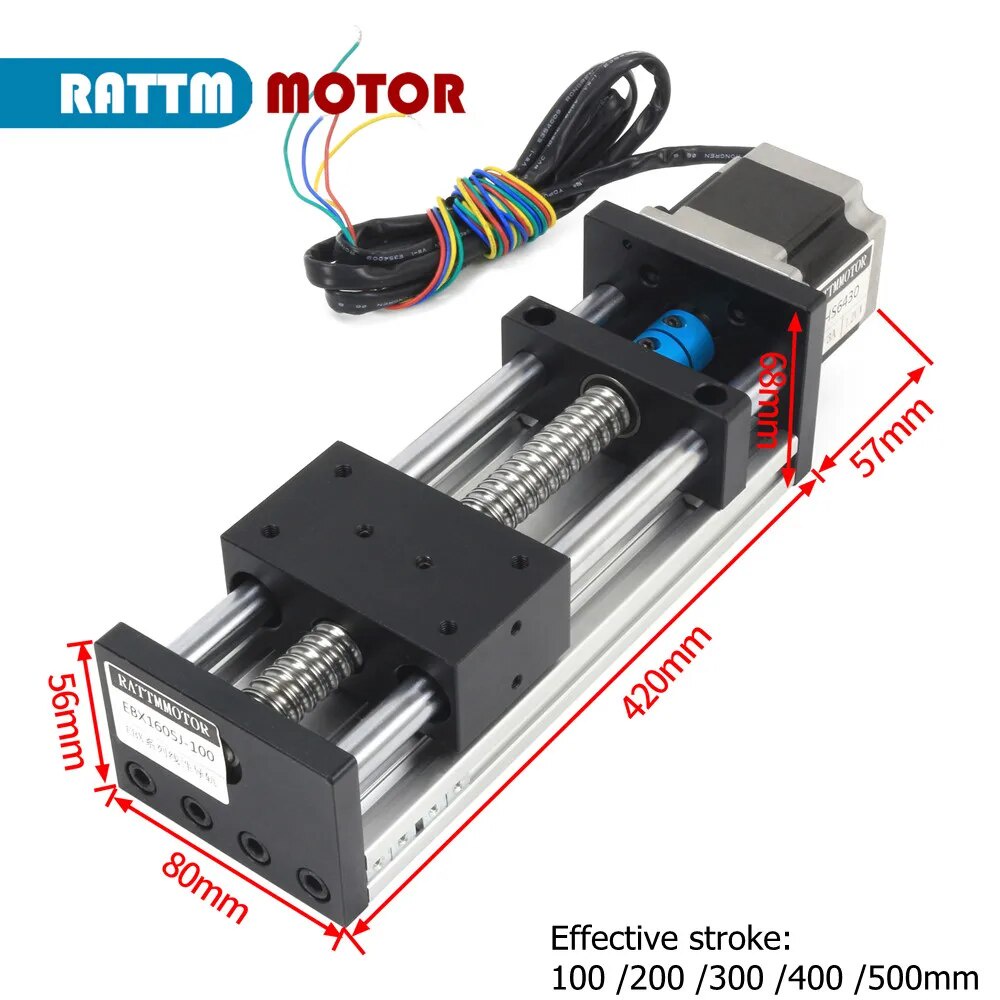 Effective Stroke 100 200 300 400 500mm CNC Linear Guide Stage Rail ...