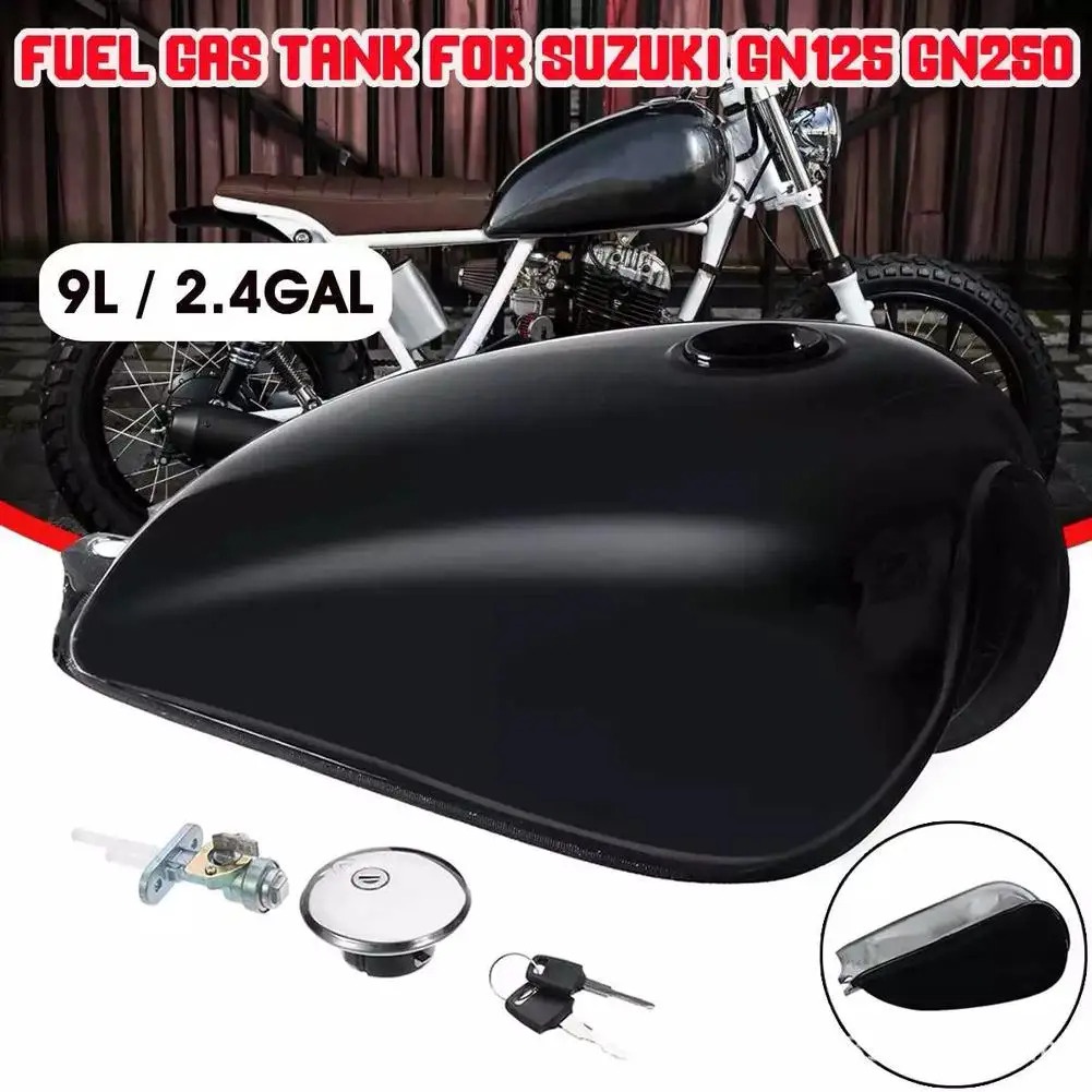 Universal Motorcycle Vintage Fuel Gas Bobber Tank 9L 2.4 Gal Cafe Racer ...