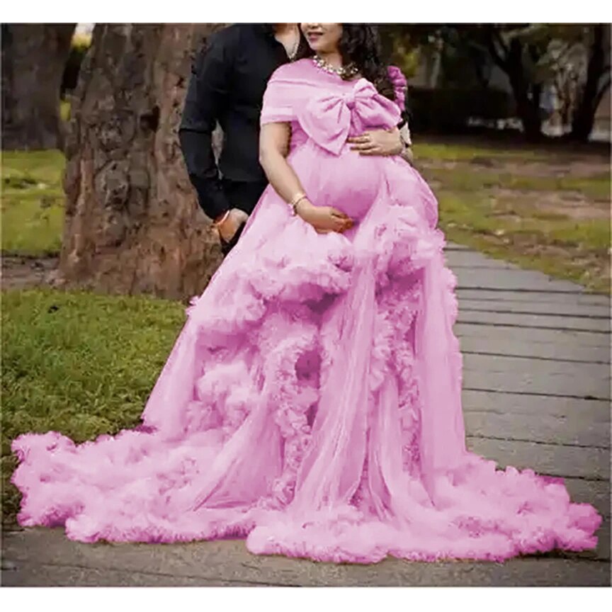 Long Pregnancy Photoshoot Woman Photography Pregnant Clothing Tulle ...