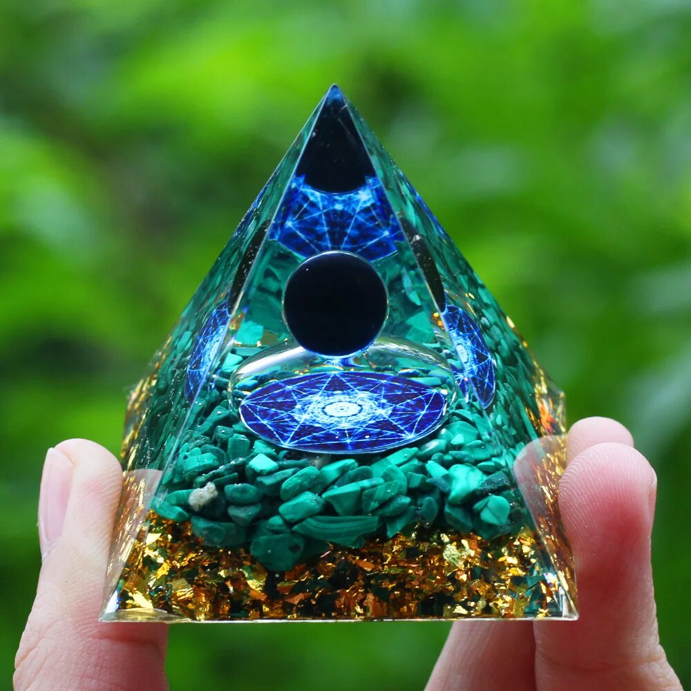Energy Pyramid Orgonite Reiki Natural Amethyst Ball Healing Crystals ...