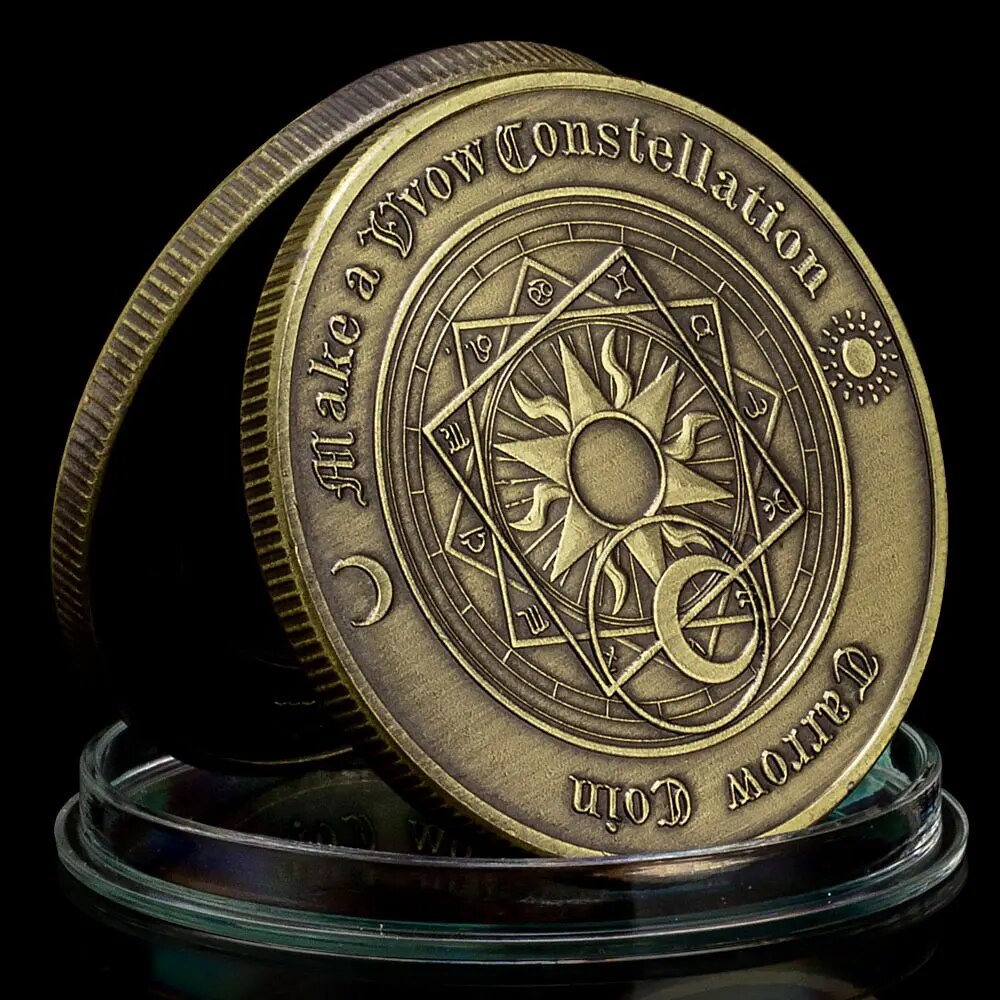 Twelve Constellation Sun Moon Lucky Coin Bronze Gold Plated ...