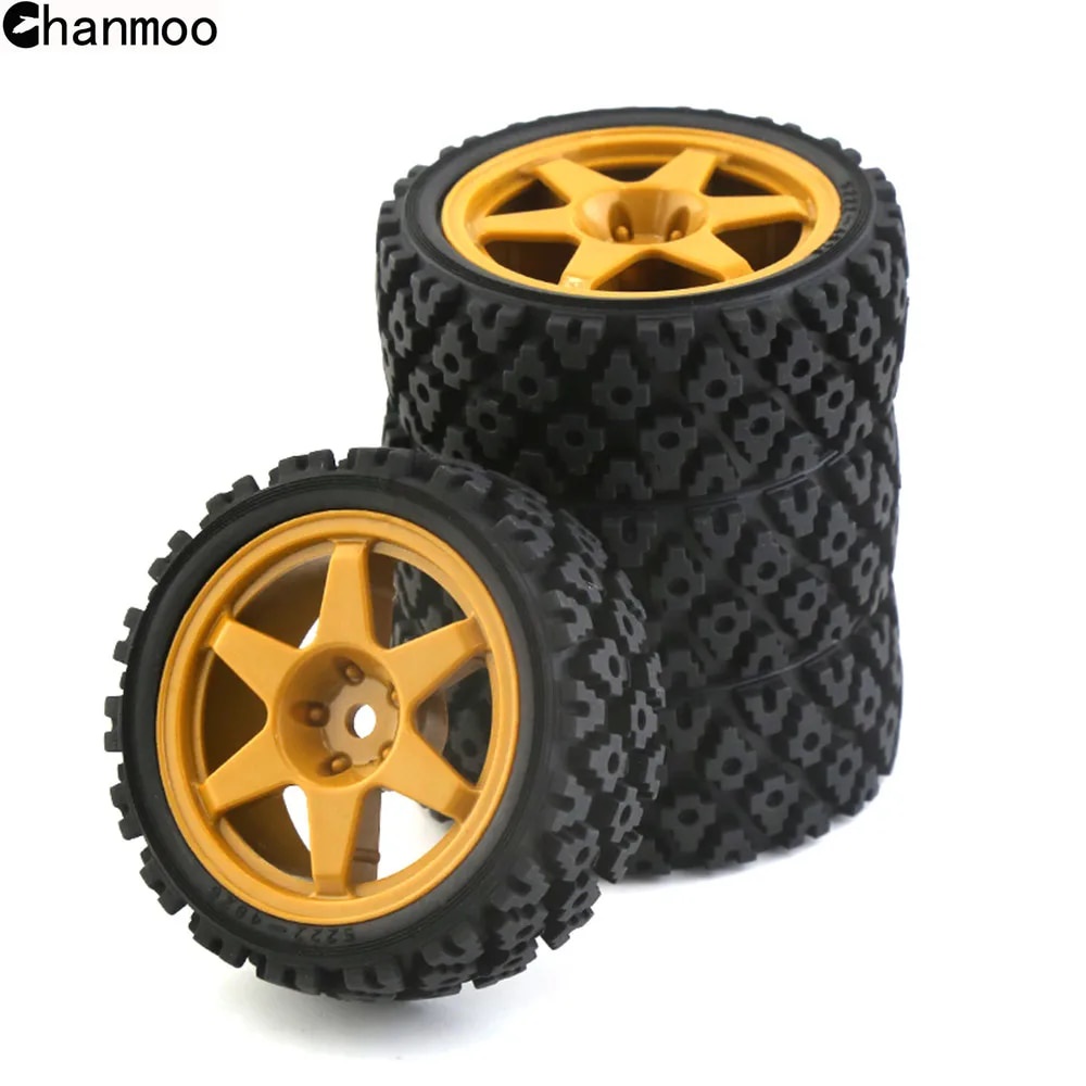 Chanmoo 1/10 RC Racing Car Wheels Rally Tyre & On Road Tires 12mm Hex ...