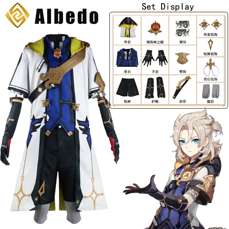 59d Game Genshin Impact Albedo Cosplay Costumes Halloween Party Game ...