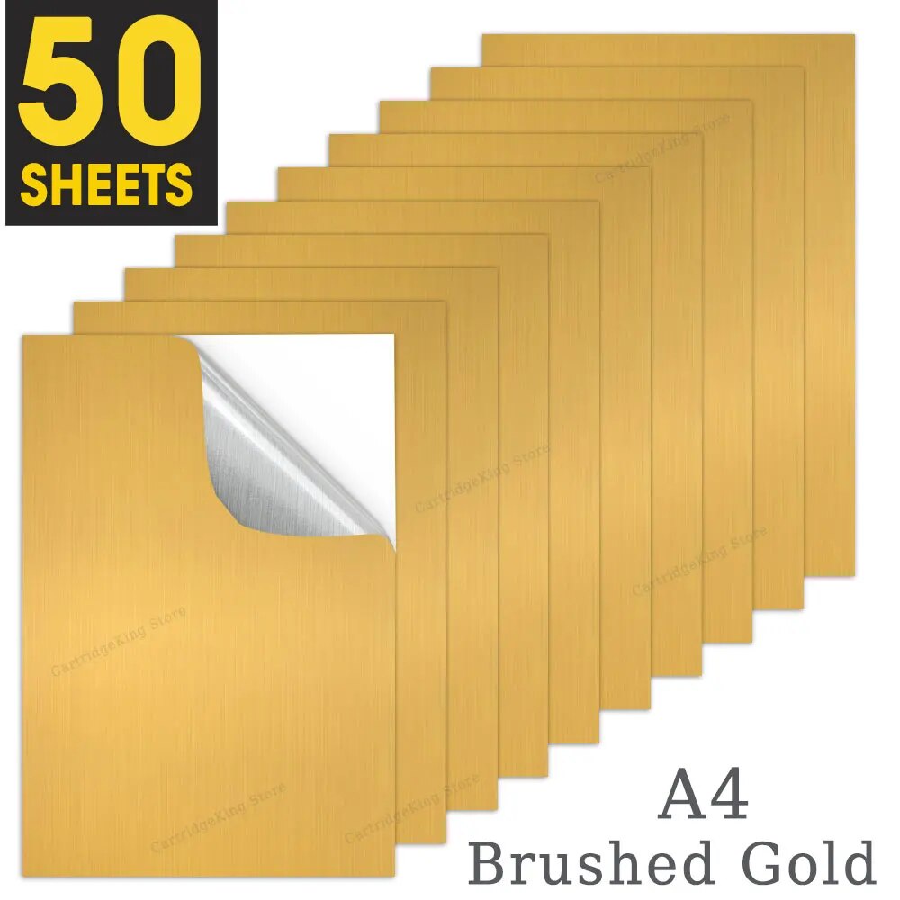 50 Sheets Brushed Gold Paper Printable Vinyl Sticker Paper Waterproof ...