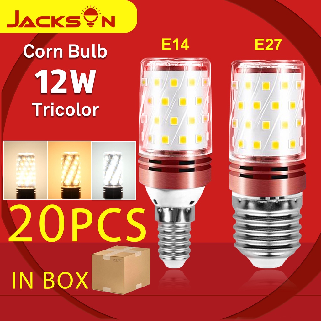 Jacksun TriColor Corn Bulb High Brightness E27 E14 12W Chandelier Lamp ...