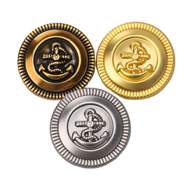 Wholesale and high quality ship anchor hand custom metal sewing button ...