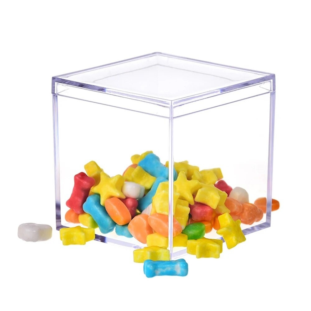 12PCs/Set 4.5cm Square Transparent Plastic Acrylic Candy Box Clear ...