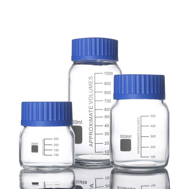 Laboratory borosilicate glass wide mouth liquid chemical reagent bottle ...