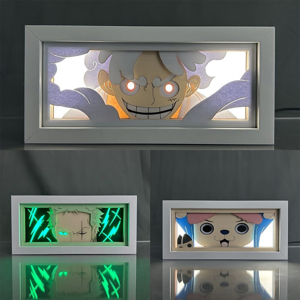 One Piece Nika Luffy Paper Carving Lamp Anime Figure Roronoa Zoro Paper ...