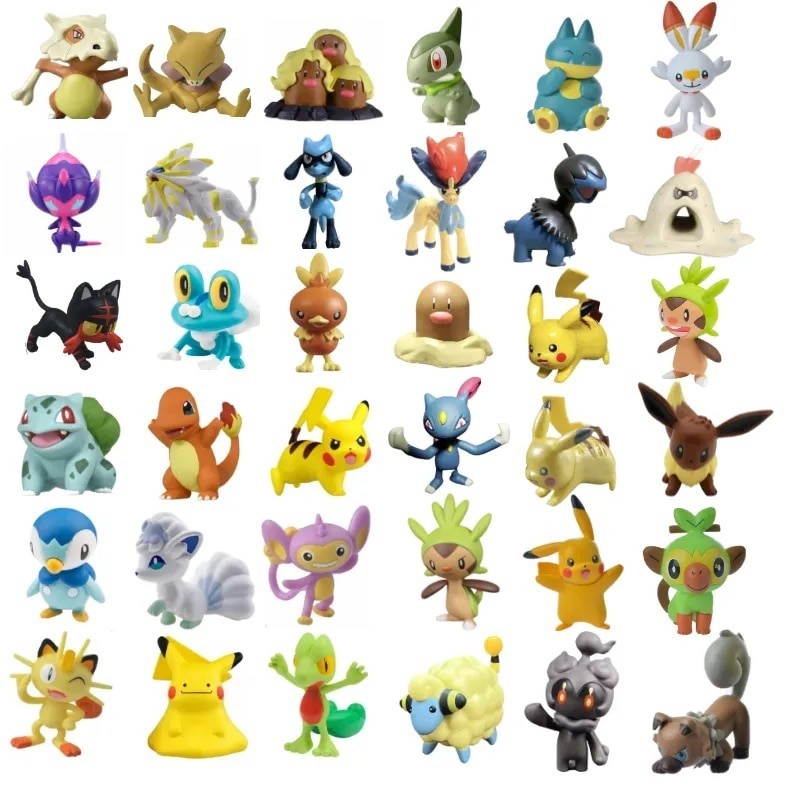 TOMY WCT Super Cute Pokemon Figures Kawaii Pikachu Piplup Vulpix Meowth ...