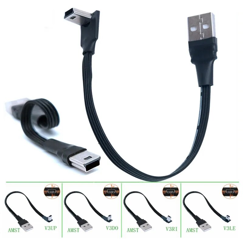 Mini USB 5pin B Type Male UP Down Left Right Angled 90 Degree to USB 2. ...