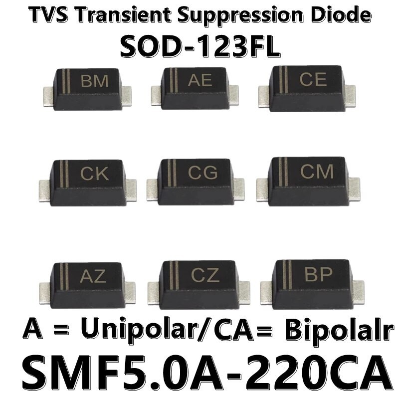 (20pcs) SMF12A BE SMF12CA CBE 12V SMD Unipolar/Bipolalr TVS Transient Suppression Diode SOD ...