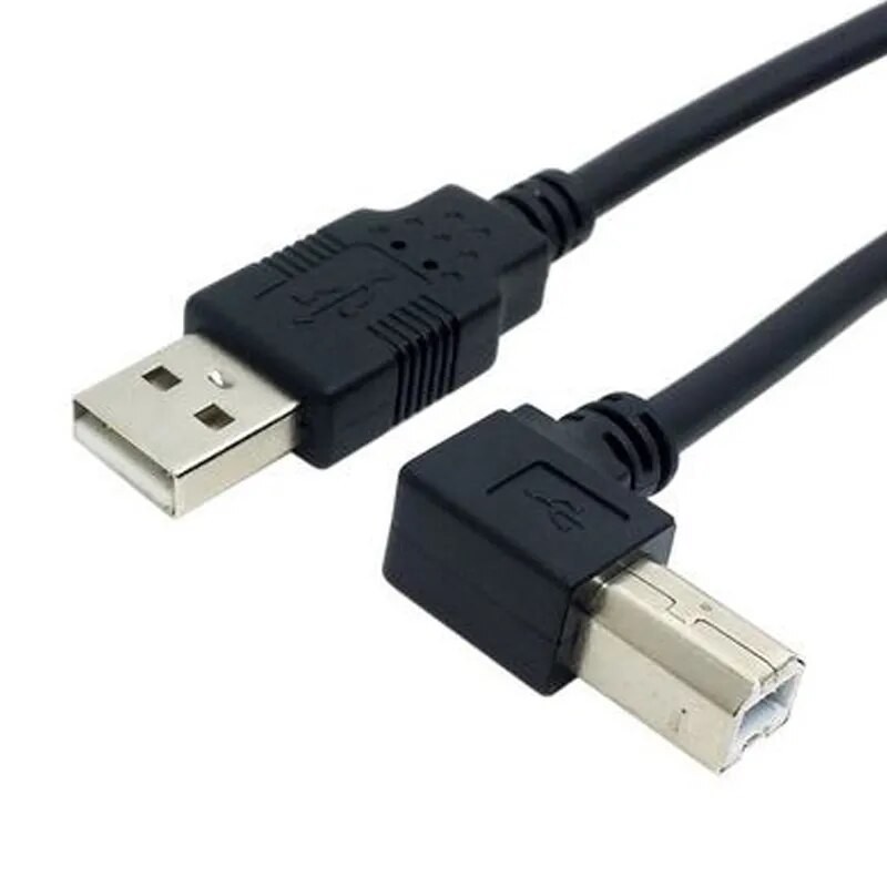 Black Elbow 90 USB Printer Power Cable USB 2.0 A-B Male to Male Scanner ...