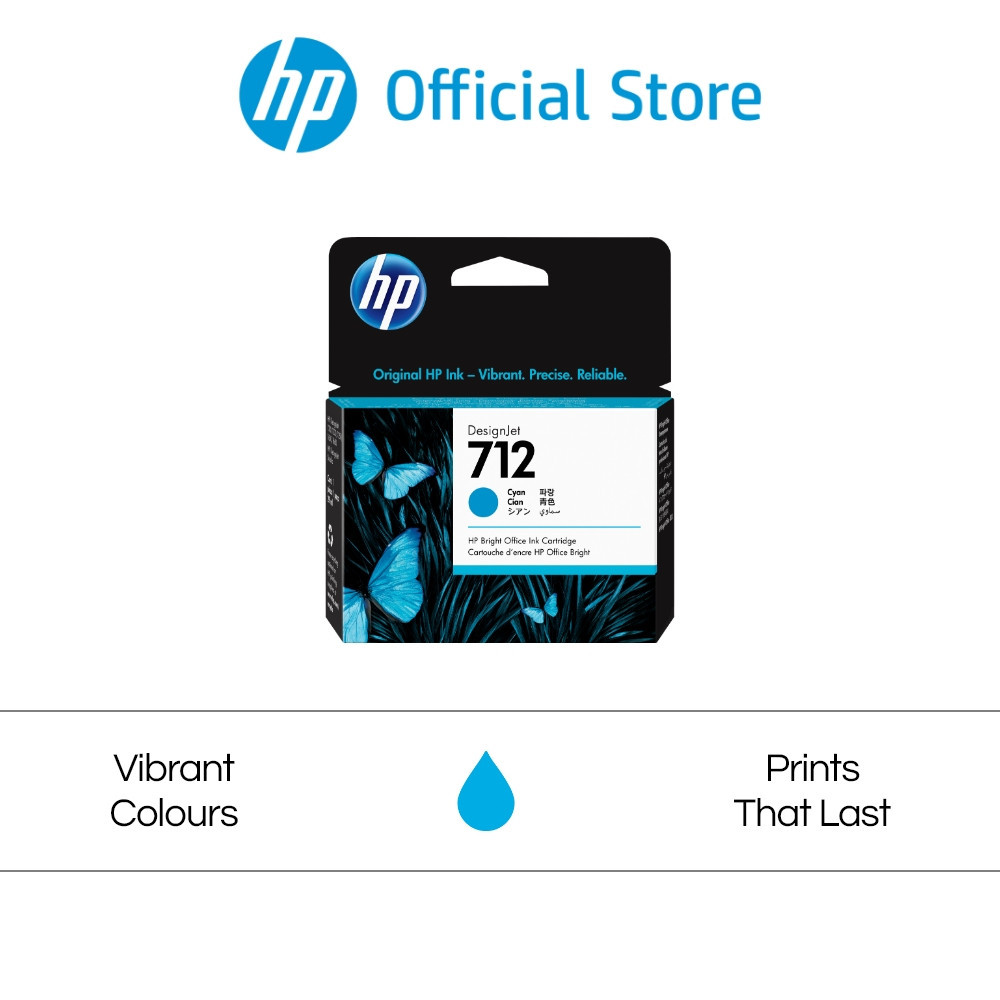 HP 712 Cyan Ink Cartridge (29ml) / HP Designjet: T230, T650, T250, T630 ...