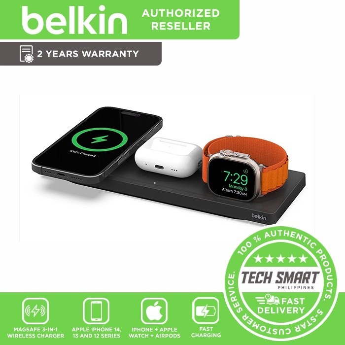 Belkin MagSafe 3-in-1 Wireless Charging Pad - Fast Wireless Charging ...