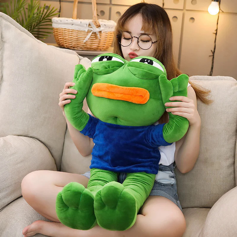ZG 50-90Cm Cute Cartoon Magic Expression Pepe The Frog Sad Frog Plush ...