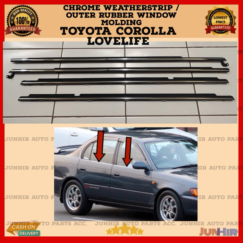 CHROME WEATHERSTRIP OUTER CHANNEL RUBBER WINDOW MOLDINGTOYOTA COROLLA ...