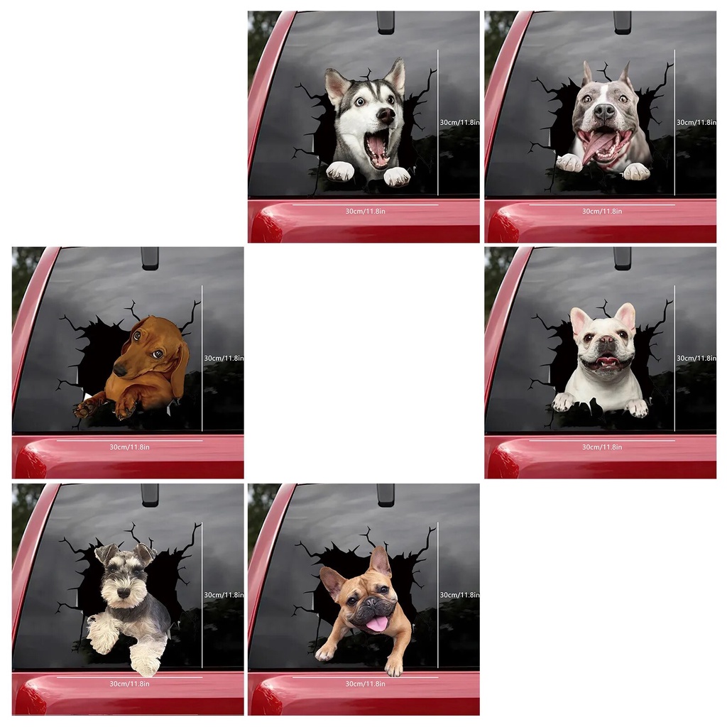 ️3D Dog Crack Sticker PVC Plastic Sticker Car Window Decal Laptop Funny ...