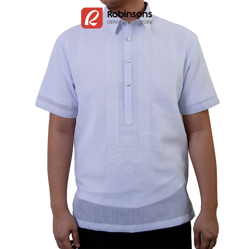 Executive Men's Shortsleeves Jusi Barong with Embroidery (White ...