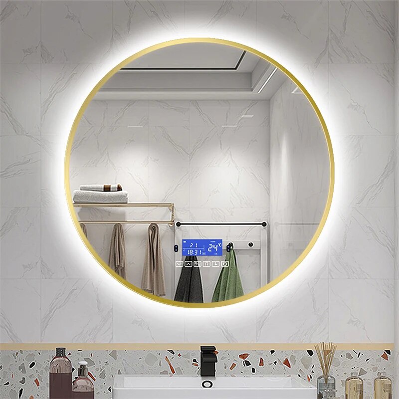 ★Bluetooth Round Framed Vanity Smart Bathroom Mirror WIth Backlight ...