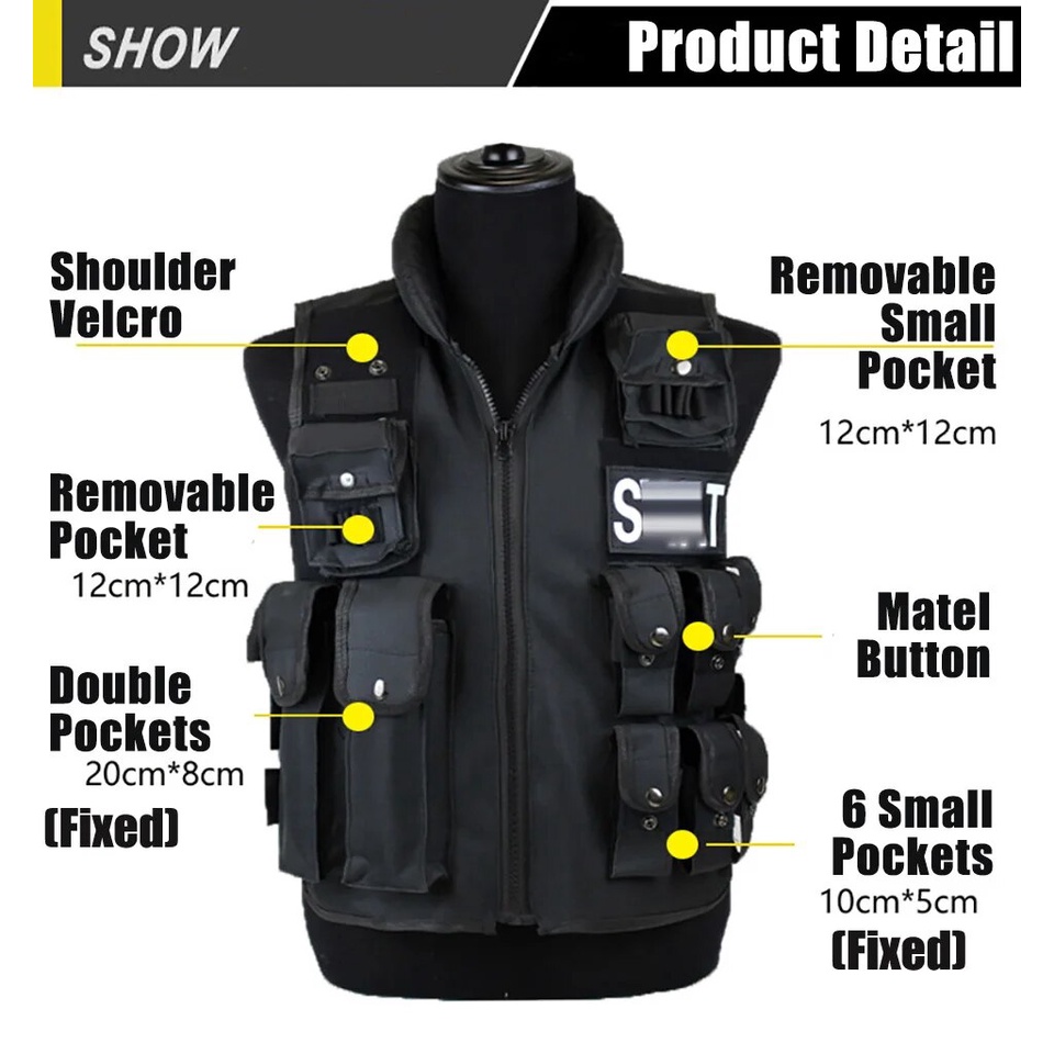 ☆SWAT Multi Pockets Tactical Vest Hunting Outdoor Waistcaot Military ...