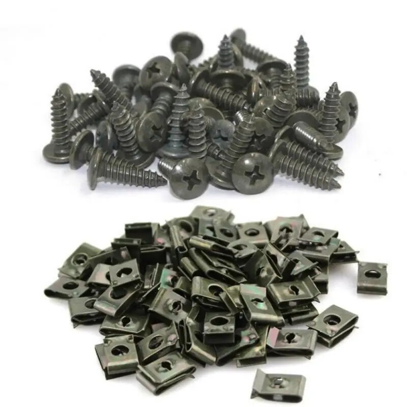 Car Motorcycles Metal Screw Fastener Clips U-Type Clip with Screw Anti ...