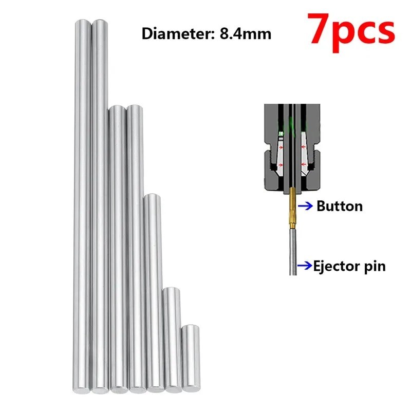 7pcs 8.4mm Ejector Pins Set Pushing Drill Buttons High Hardness Full ...