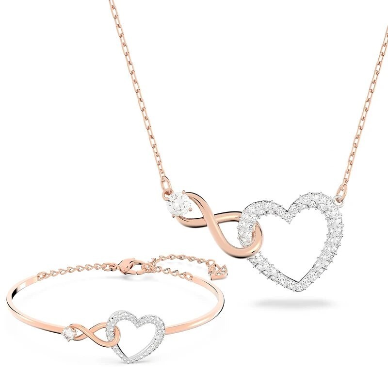 Classic Infinity Symbol Heart Jewelry Set Necklaces and Bracelets Rose ...