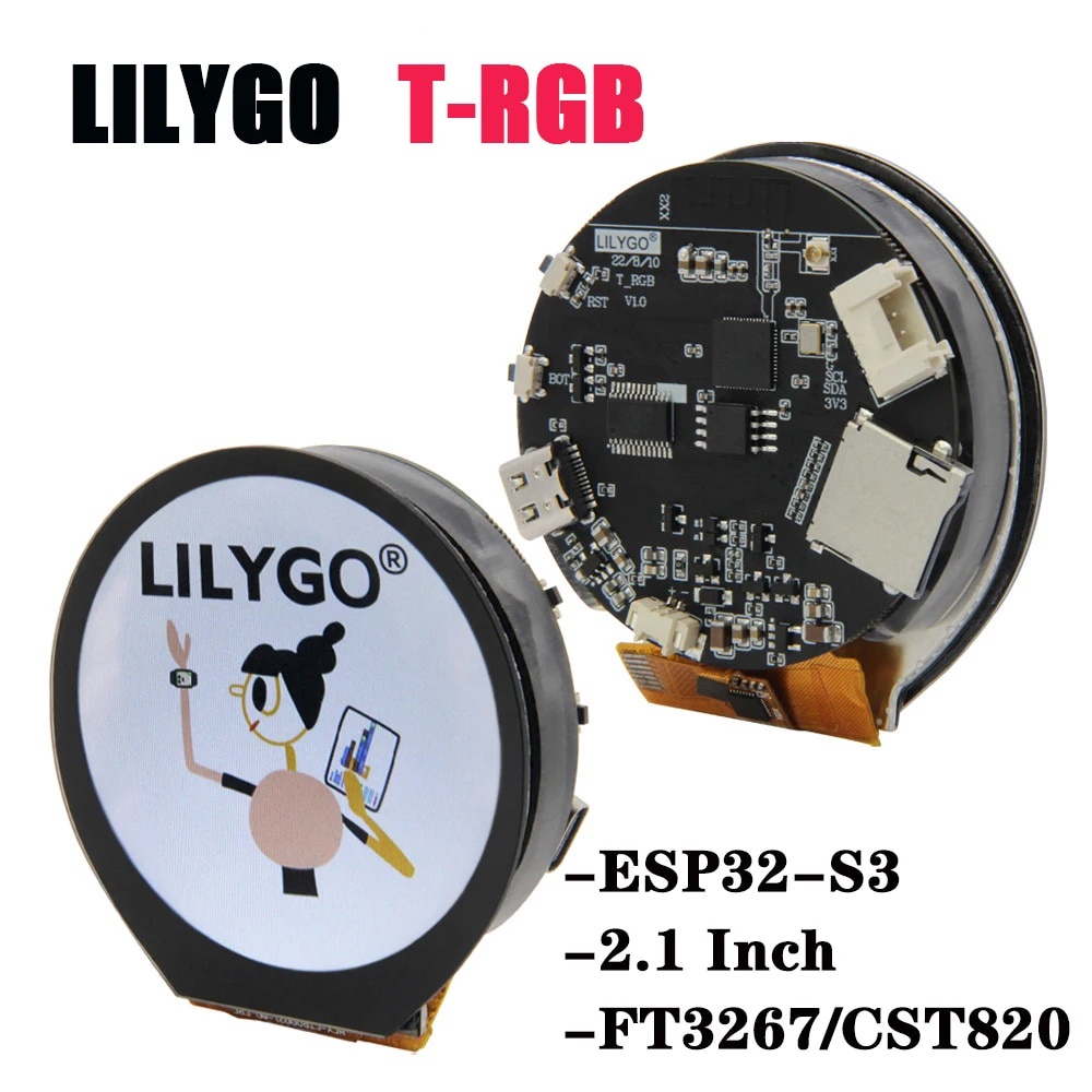 ☆LILYGO® T-RGB ESP32-S3 2.1 inch Round Display ST7701S LCD Touch Screen ESP32-S3R8 ...