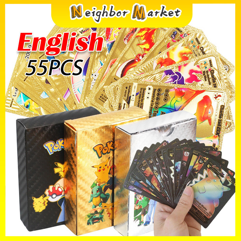 55Pcs Pokemon Cards have Pikachu Charizard pokemon Cards Gold Child ...